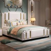 China Upholstered Hotel Bedroom Furniture Hydraulic Lift Up Storage Leather Bed for sale
