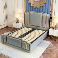 China Upholstered Hotel Bedroom Furniture Hydraulic Lift Up Storage Leather Bed for sale