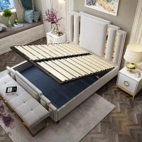 China Upholstered Hotel Bedroom Furniture Hydraulic Lift Up Storage Leather Bed for sale