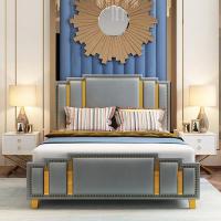 China Upholstered Hotel Bedroom Furniture Hydraulic Lift Up Storage Leather Bed for sale