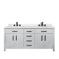 China White 60 Inch Hotel Room Cabinets Double Sink Floor Mounted Cabinets Custom for sale