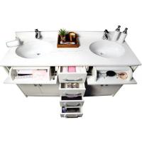 China White 60 Inch Hotel Room Cabinets Double Sink Floor Mounted Cabinets Custom for sale