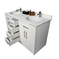 China White 60 Inch Hotel Room Cabinets Double Sink Floor Mounted Cabinets Custom for sale