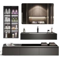 China Modern Hotel Room Cabinets Rock Plate Wash Basin Integrated Bathroom Units for sale