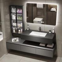 China Modern Hotel Room Cabinets Rock Plate Wash Basin Integrated Bathroom Units for sale
