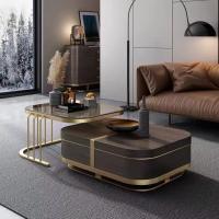 China Hotel Custom Modern Marble Luxury Coffee Table With Hidden Storage for sale