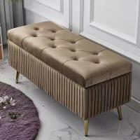 China Custom Luxury Leather Footstool Ottoman Design Bed End Stool For Hotel Bedroom for sale