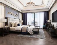 China Custom Hotel Bedroom Furniture Leather Solid Wood Bed Frame For Hotel Villa Home for sale