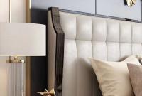 China Custom Hotel Bedroom Furniture Leather Solid Wood Bed Frame For Hotel Villa Home for sale