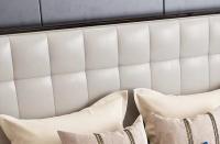 China Custom Hotel Bedroom Furniture Leather Solid Wood Bed Frame For Hotel Villa Home for sale