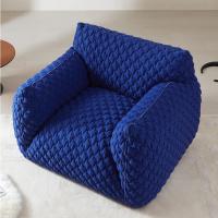 China Vacation Hotel Waiting Room Sofa Modern Single Blue Linen Fabric Sofa for sale