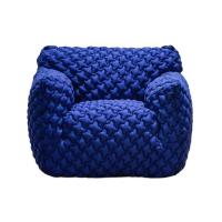 China Vacation Hotel Waiting Room Sofa Modern Single Blue Linen Fabric Sofa for sale