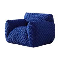 China Vacation Hotel Waiting Room Sofa Modern Single Blue Linen Fabric Sofa for sale