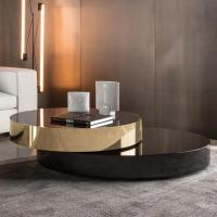 China Toughened Glass Living Room Hotel Coffee Table Modern Stainless Steel for sale