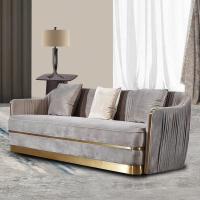 China Nordic Light Luxury Hotel Lobby Furniture Velvet Stainless Steel Postmodern Showroom Sofa for sale