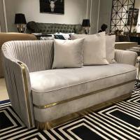 China Nordic Light Luxury Hotel Lobby Furniture Velvet Stainless Steel Postmodern Showroom Sofa for sale