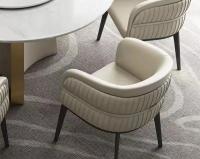 China Modern Hotel Restaurant Furniture Genuine Leather Metal Dining Chair for sale