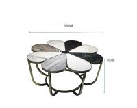 China Nordic Flower Shape Hotel Lobby Furniture Metal Leisure Marble Tea Table for sale