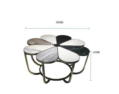China Nordic Flower Shape Hotel Lobby Furniture Metal Leisure Marble Tea Table for sale