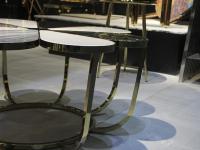 China Nordic Flower Shape Hotel Lobby Furniture Metal Leisure Marble Tea Table for sale
