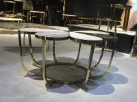 China Nordic Flower Shape Hotel Lobby Furniture Metal Leisure Marble Tea Table for sale