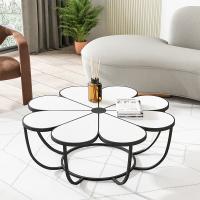 China Nordic Flower Shape Hotel Lobby Furniture Metal Leisure Marble Tea Table for sale