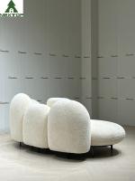 China Shaped Fabric Velvet 3 Seats White Plush Sofa For Hotel Room Home Villa for sale