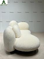 China Shaped Fabric Velvet 3 Seats White Plush Sofa For Hotel Room Home Villa for sale