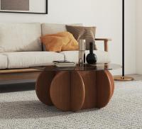 China Simple Light Luxury Solid Wood Acrylic Coffee Table Living Room Round Tea Table for sale