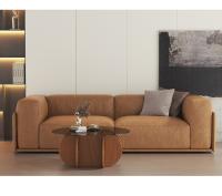 China Simple Light Luxury Solid Wood Acrylic Coffee Table Living Room Round Tea Table for sale