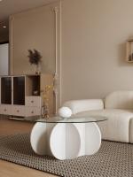 China Simple Light Luxury Solid Wood Acrylic Coffee Table Living Room Round Tea Table for sale