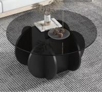 China Simple Light Luxury Solid Wood Acrylic Coffee Table Living Room Round Tea Table for sale