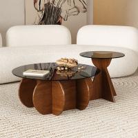 China Simple Light Luxury Solid Wood Acrylic Coffee Table Living Room Round Tea Table for sale