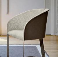 China Genuine Leather Dining Chair Modern Stainless Steel Metal With Armrests for sale