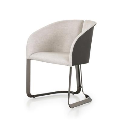 China Genuine Leather Dining Chair Modern Stainless Steel Metal With Armrests for sale