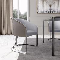 China Genuine Leather Dining Chair Modern Stainless Steel Metal With Armrests for sale