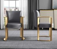 China Minimalist Modern Armrest Velvet Leather Metal Dining Chair 65*58*80 cm Customized for sale
