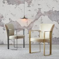 China Minimalist Modern Armrest Velvet Leather Metal Dining Chair 65*58*80 cm Customized for sale