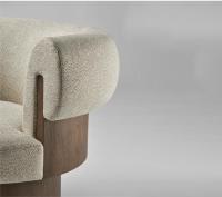 China Apartment Solid Wood Sofa Living Room Creative Single Fabric Leisure Chair for sale