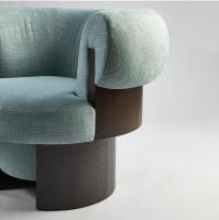 China Apartment Solid Wood Sofa Living Room Creative Single Fabric Leisure Chair for sale
