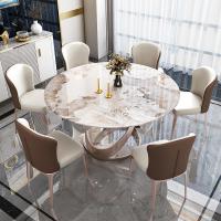 China Light Luxury Modern Marble Round Table With Turntable Household Dining Table for sale