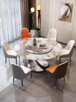 China Light Luxury Modern Marble Round Table With Turntable Household Dining Table for sale