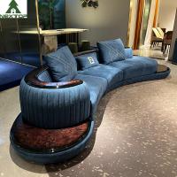 China High End Living Room Sofa Set Furniture Hotel Lobby Lounge Blue Velvet Curved Sofas for sale