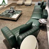 China 1800*1000mm Hotel Lobby Furniture Home Office Luxury Green Leather Modular Sofa Set for sale