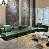 China 1800*1000mm Hotel Lobby Furniture Home Office Luxury Green Leather Modular Sofa Set for sale