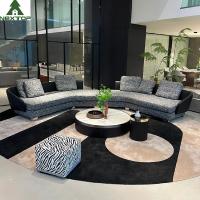 China Luxury Hotel Lobby Reception Modular Sofa Set High End Villa Fabric Grey Linen Sofa for sale