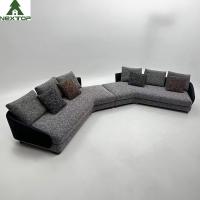 China Luxury Hotel Lobby Reception Modular Sofa Set High End Villa Fabric Grey Linen Sofa for sale