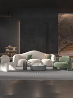 China Creative Curved Living Room Sofa Luxury Modern Reception Guest Sofa for sale