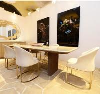 China Italian Minimalist Custom Marble Dining Table Rectangular Stainless Steel for sale