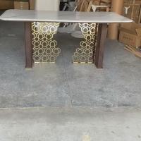 China Italian Minimalist Custom Marble Dining Table Rectangular Stainless Steel for sale